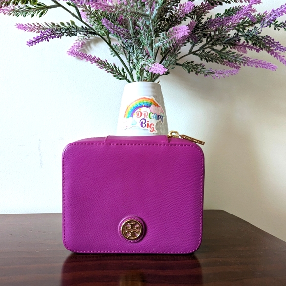 Tory Burch | Jewelry | Tory Burch Purple Saffiano Leather Travel ...